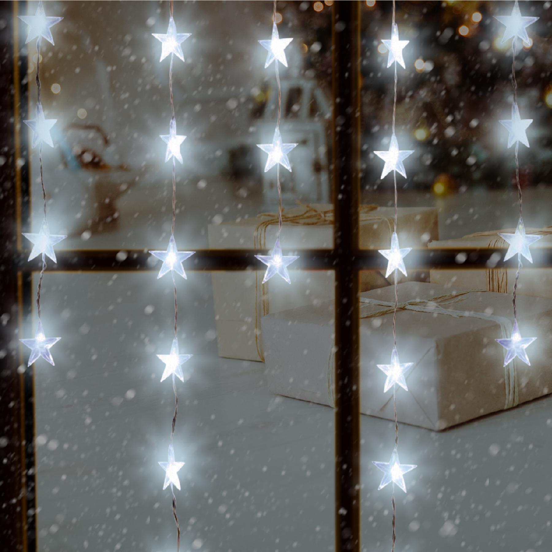 Perdea lumini LED interior, 50 LED alb rece, decor stele, efect sclipi ...